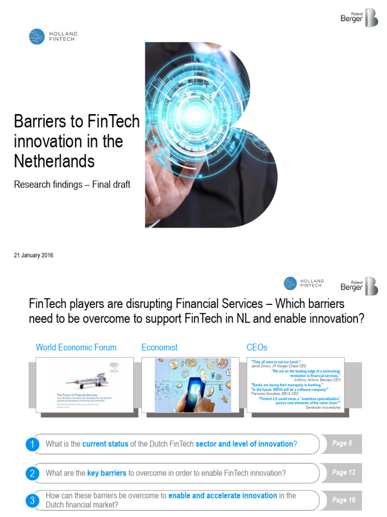 Barriers to FinTech Innovation in NL | PDF | Financial Technology ...