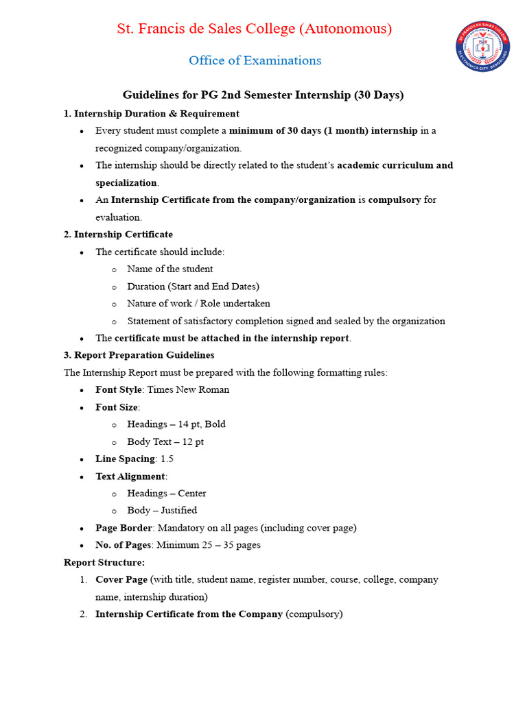Internship Guidelines.docx | PDF | Internship | Job Hunting