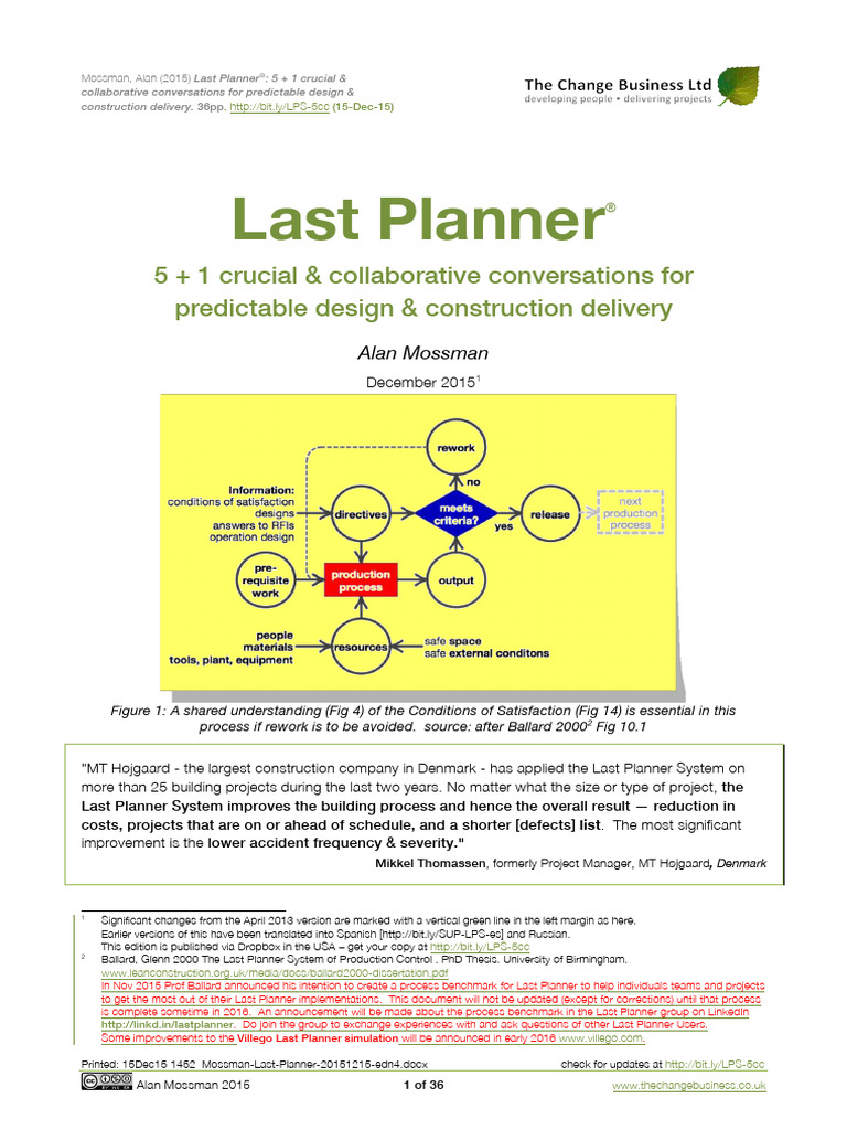 LEAN_LAST_PLANNER_ | PDF | Project Management