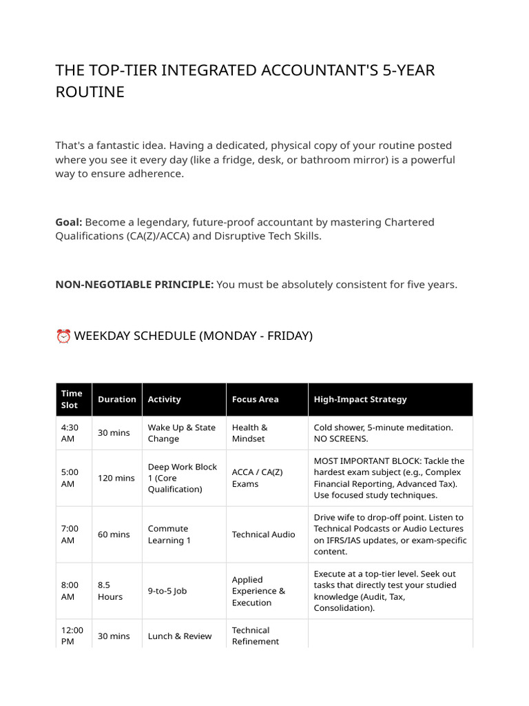 Top Tier Accountant Daily Routine | PDF