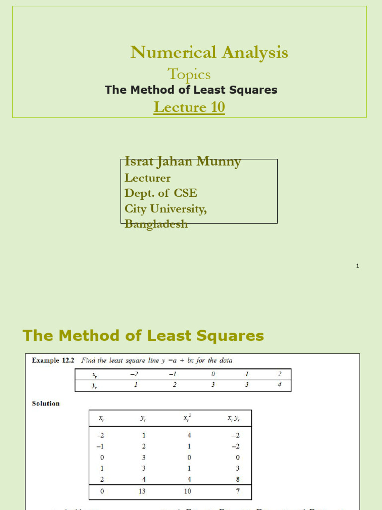 Numerical Analysis Lecture 10ppt Pdf 5722