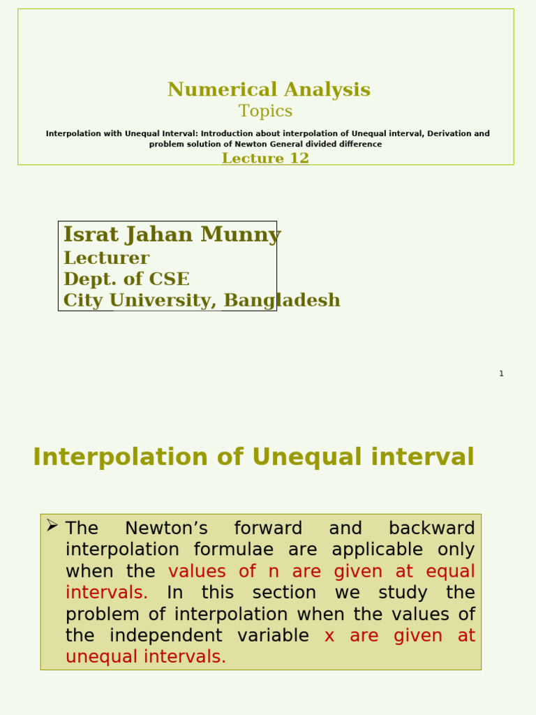Numerical Analysis Lecture 12 | PDF