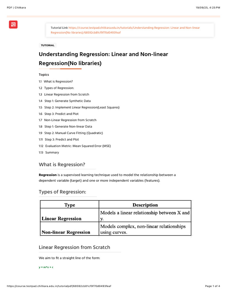 Understanding Linear & Non-linear Regression | PDF | Regression ...