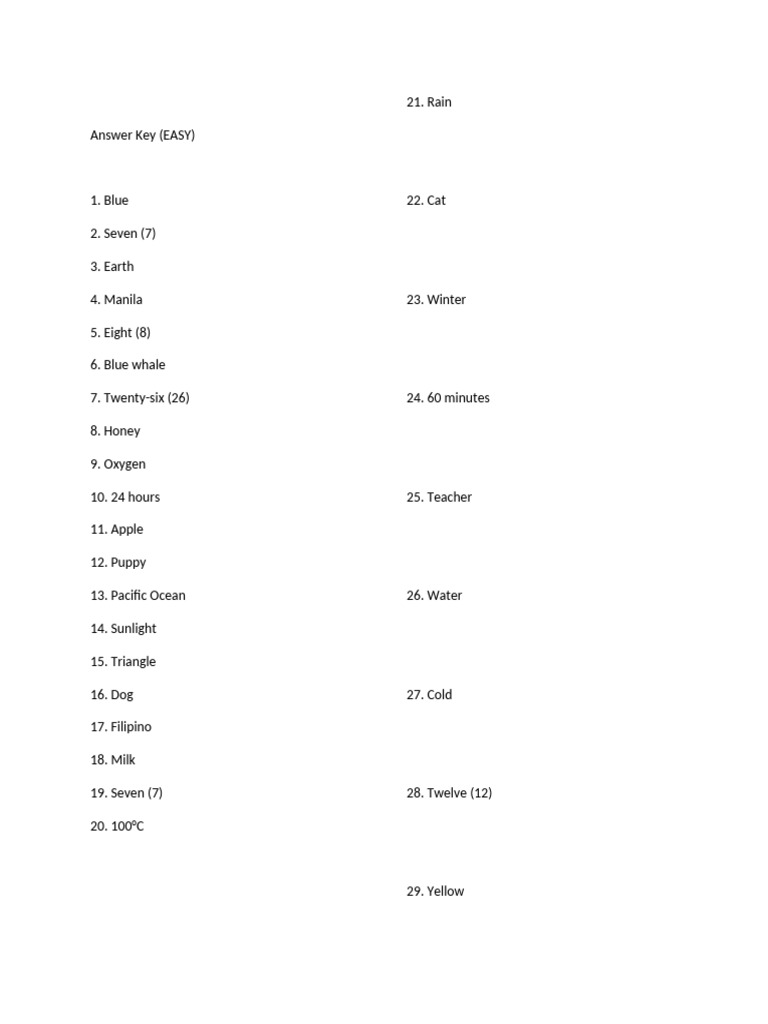 Answer Key (EAS-WPS Office | PDF
