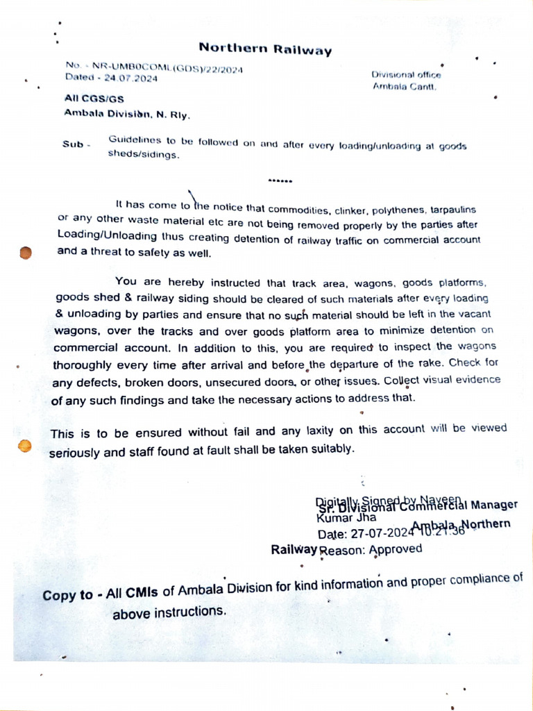 Loading/Unloading Guidelines for Railways | PDF
