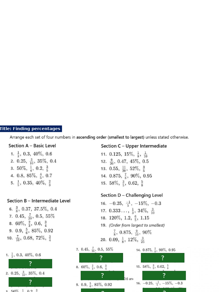 Finding Percentages | PDF