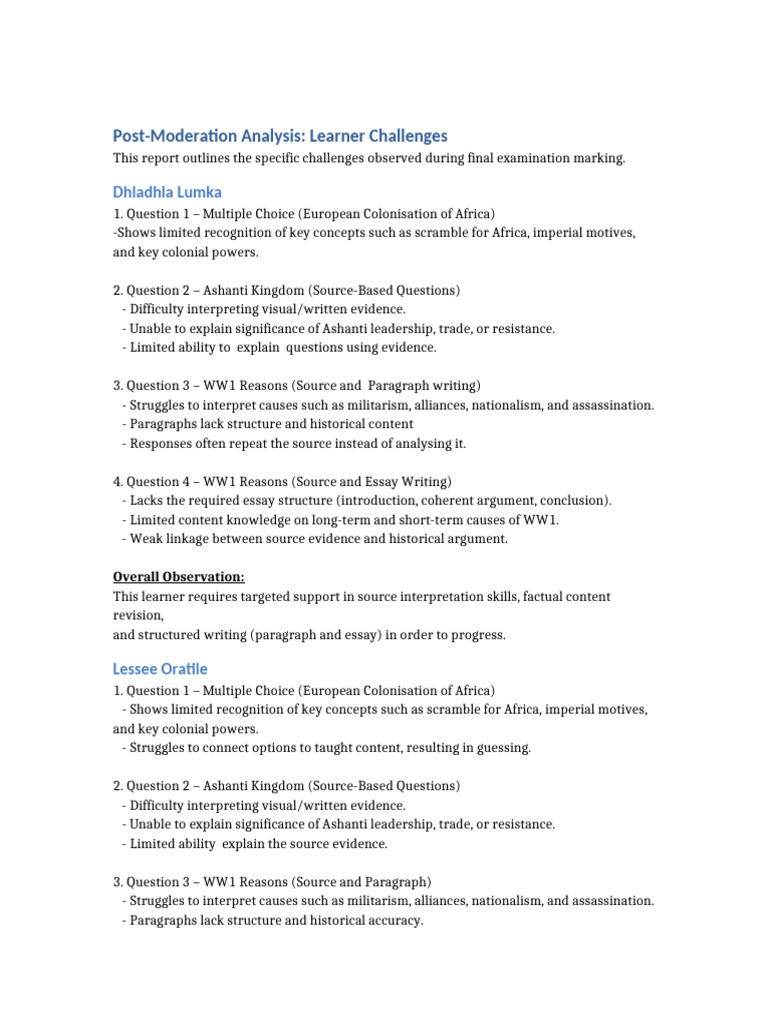 History Post Moderation Analysis | PDF | Argument | Essays