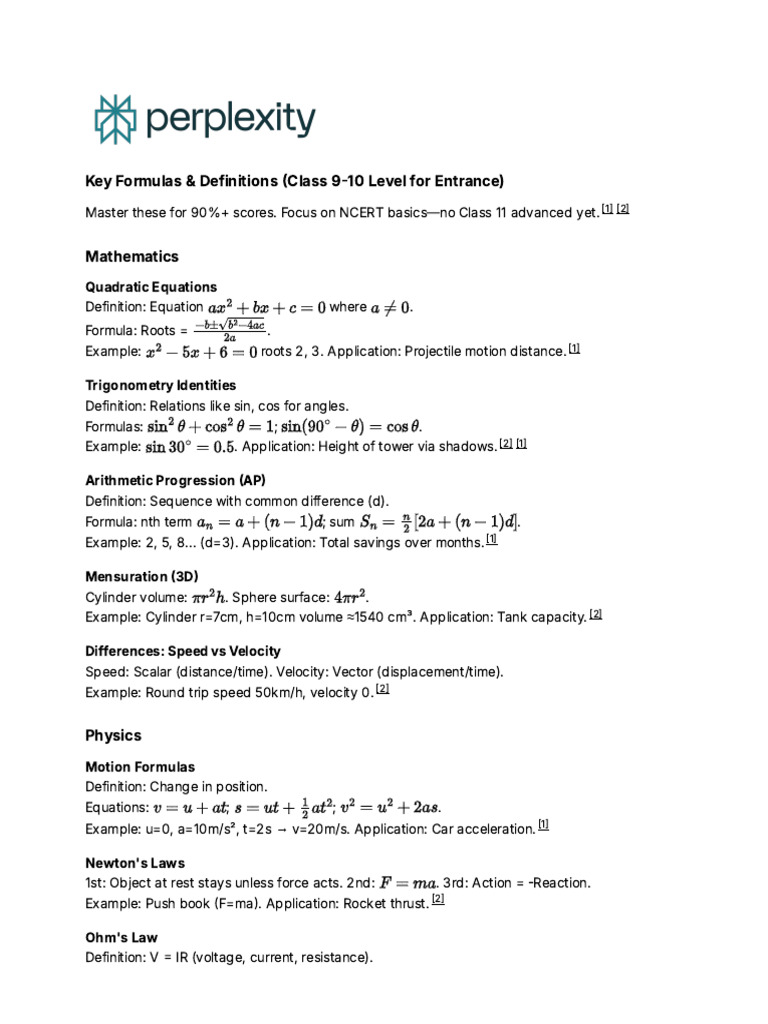 Essential Math & Science Concepts Guide | PDF | Random Access Memory ...