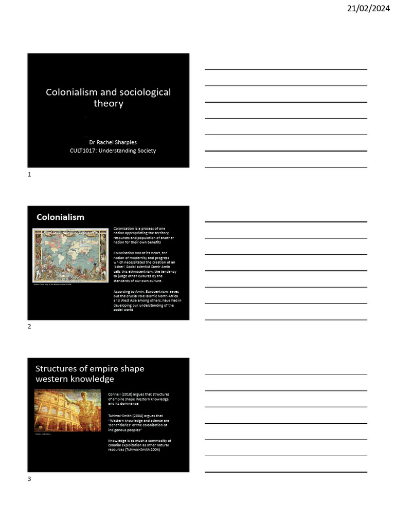 US - PP - Week3 - Pod 2 Colonialism and Sociological Theory - Notes ...