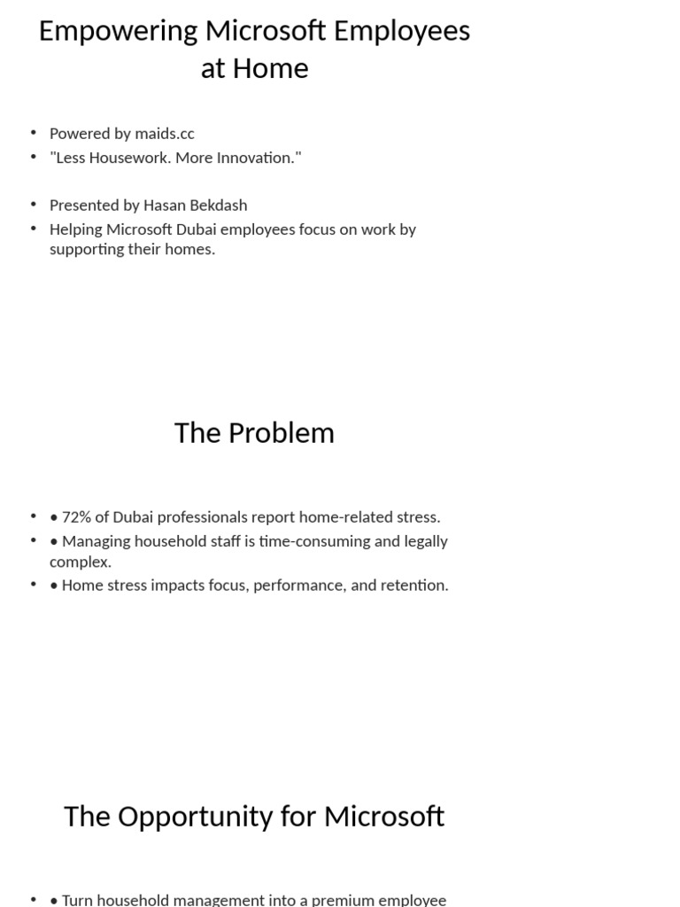 MaidsCC Microsoft Pitch Deck Hasan Bekdash | PDF