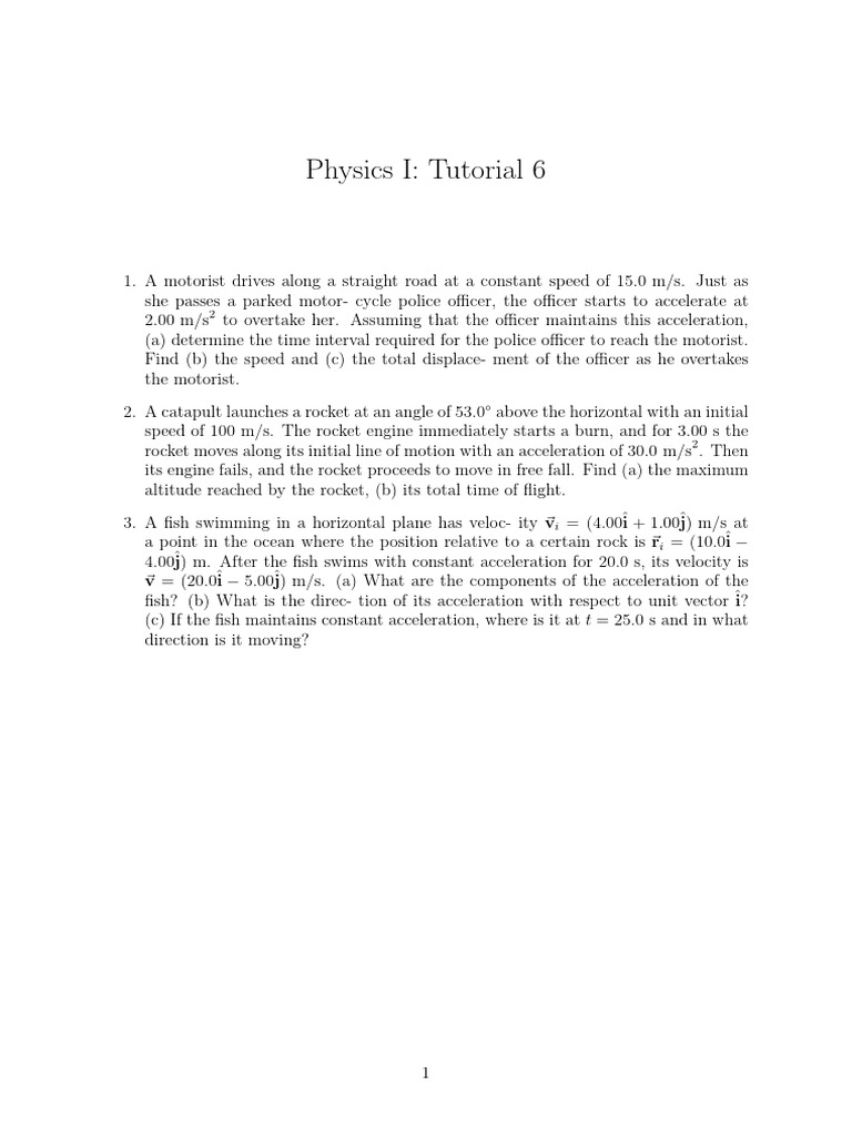Physics I Tutorial 6 | PDF