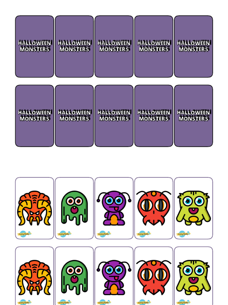 Memory Game_Halloween Monsters | PDF