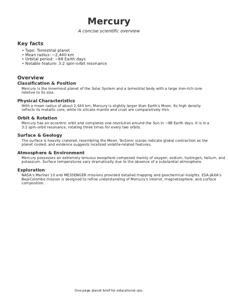 Mercury One Page Brief | PDF