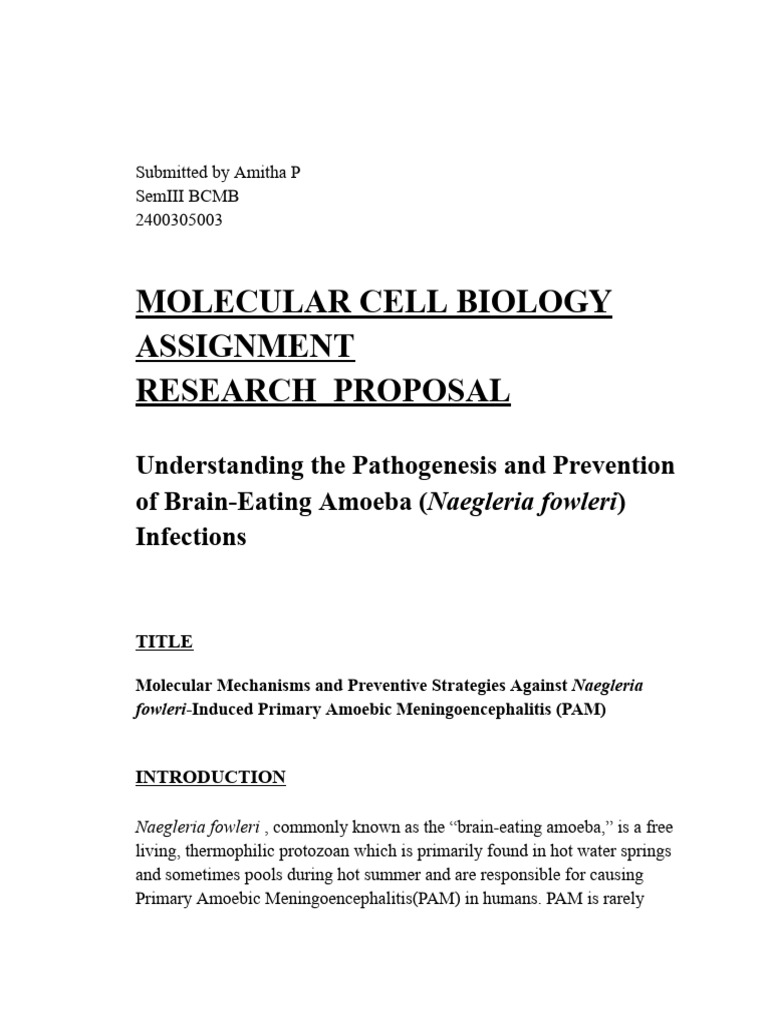 Brain Eating Amoebaresearch Proposal | PDF | Biology | Life Sciences