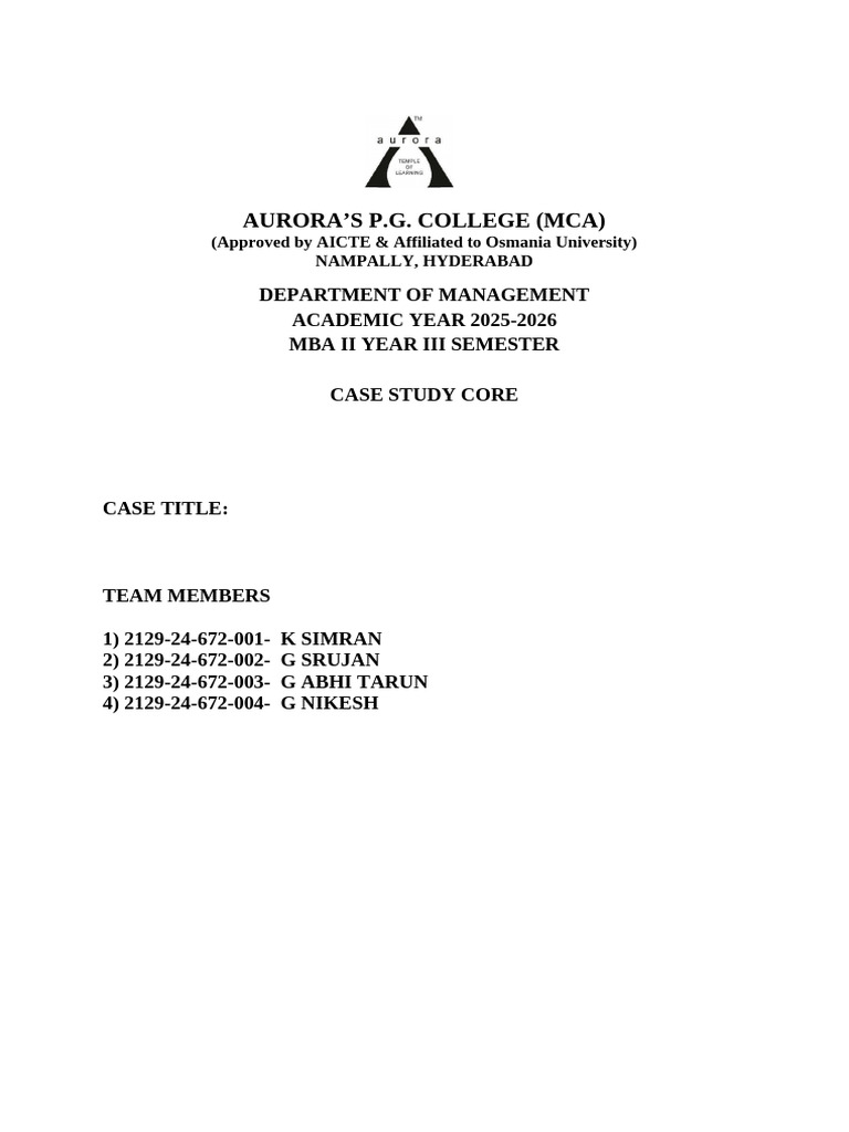 Case Study Cover Page | PDF