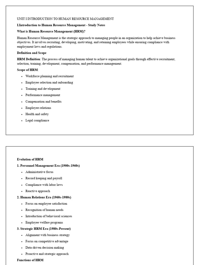 HRM unit 1 | PDF | Human Resource Management | Human Resources