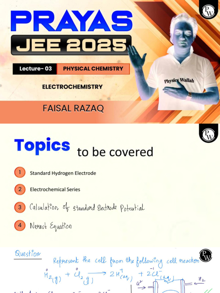 Electrochemistry 03 - Class Notes - Prayas JEE 2025-Invert | PDF