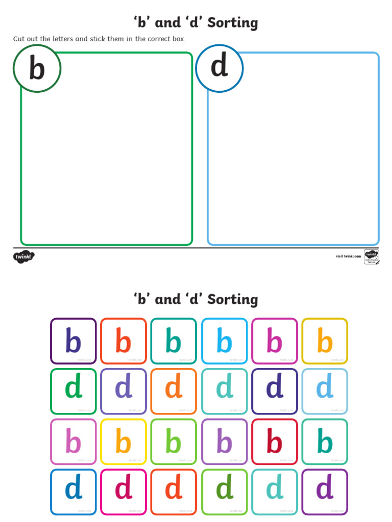 Wercase B and D Confusing Letter Sorting Activity Ver 1 | PDF