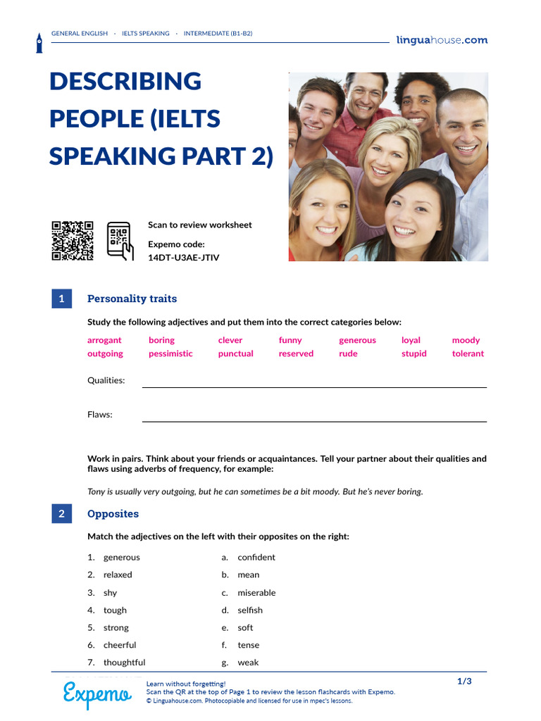 IELTS Speaking: Describing People | PDF | Linguistics