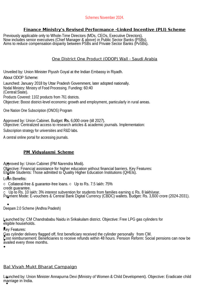 Important Govt Schemes 2025 | PDF | Government Of India