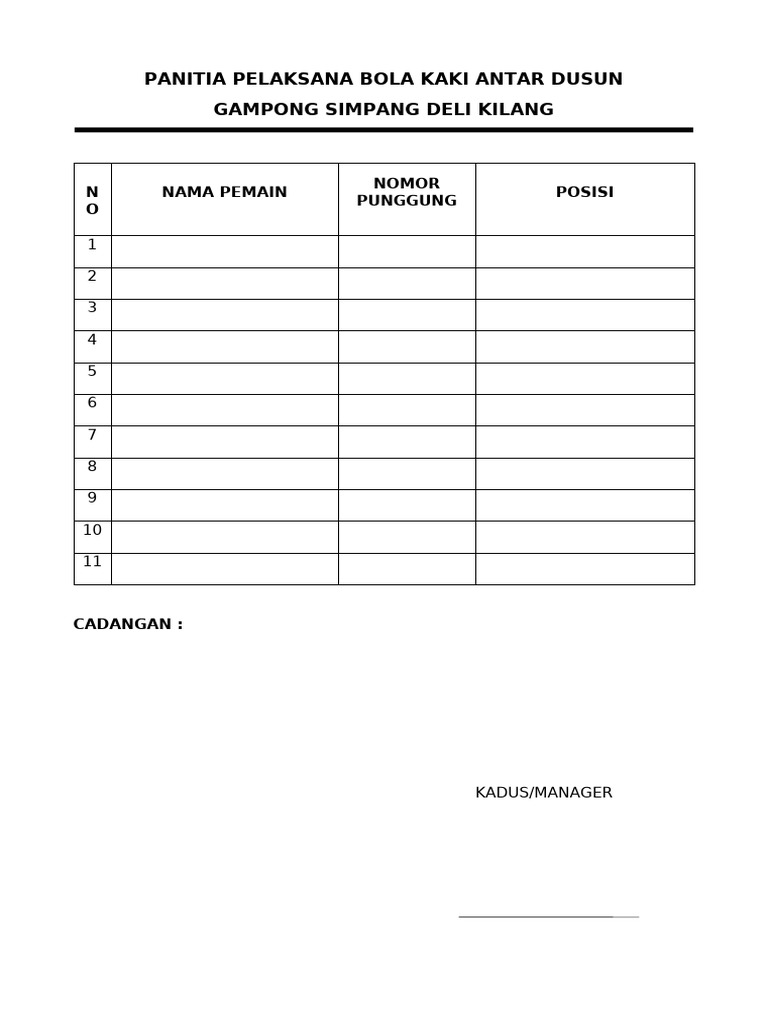 Panitia Pelaksana Bola Kaki | PDF