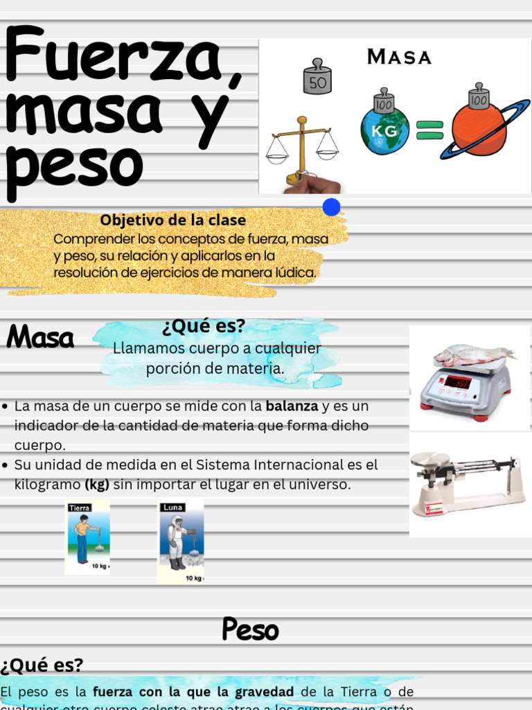 Fuerza, Masa y Peso | PDF | Peso | Masa