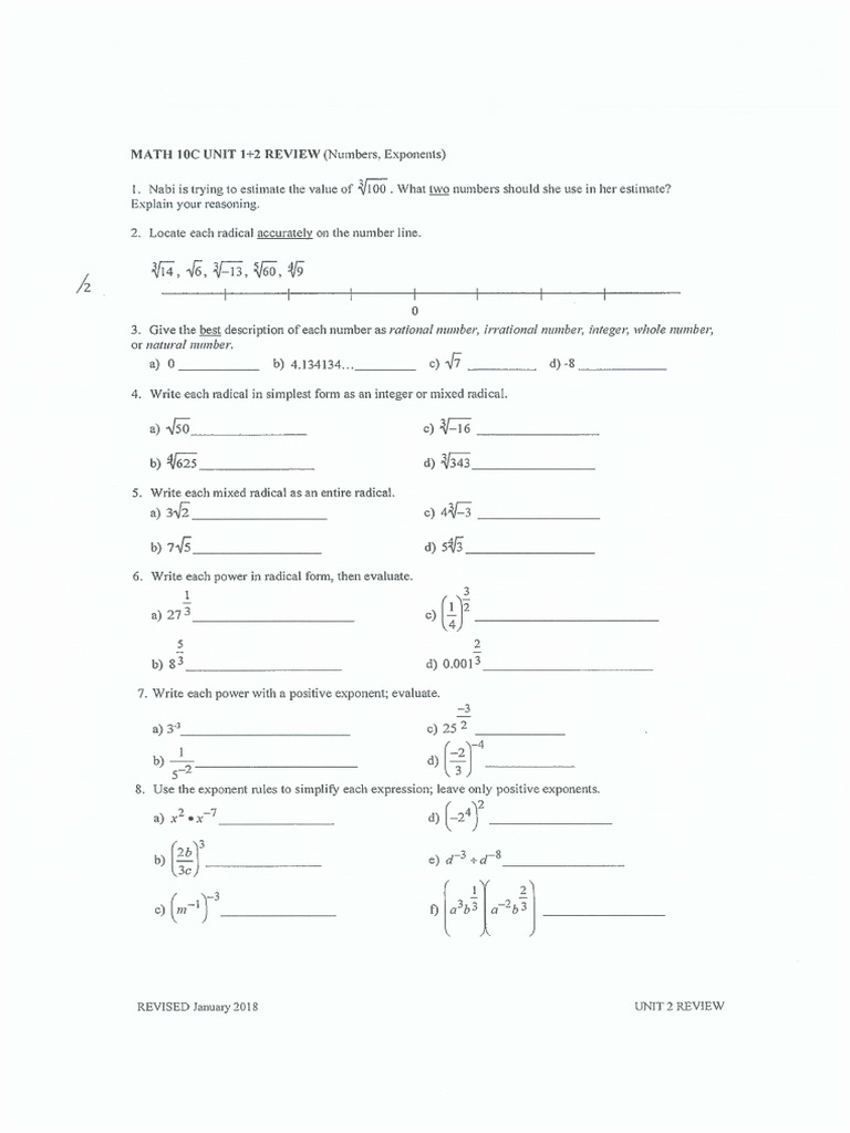 Math 10C - Midterm Review Packet | PDF
