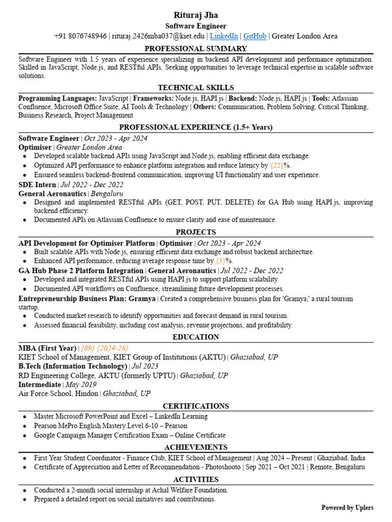 Software Engineer Resume: API Specialist | PDF | Computing ...