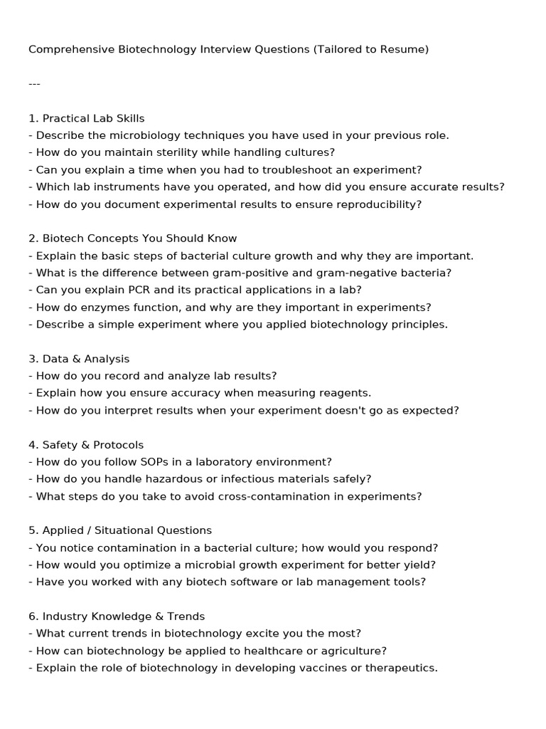 Biotech Interview Questions Guide | PDF | Polymerase Chain Reaction ...