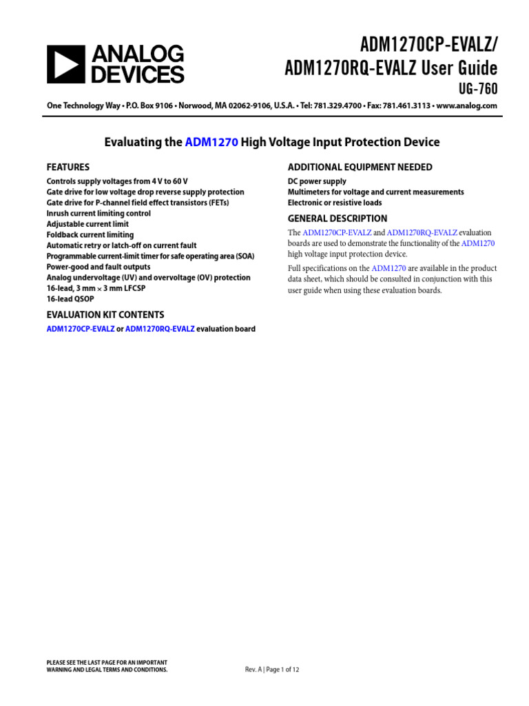 Adm1270cp Evalz 1270rq Evalz Ug 760 | PDF | Field Effect Transistor ...