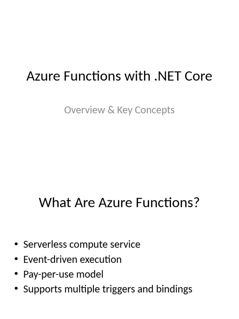 Azure Functions with .NET Core Guide | PDF