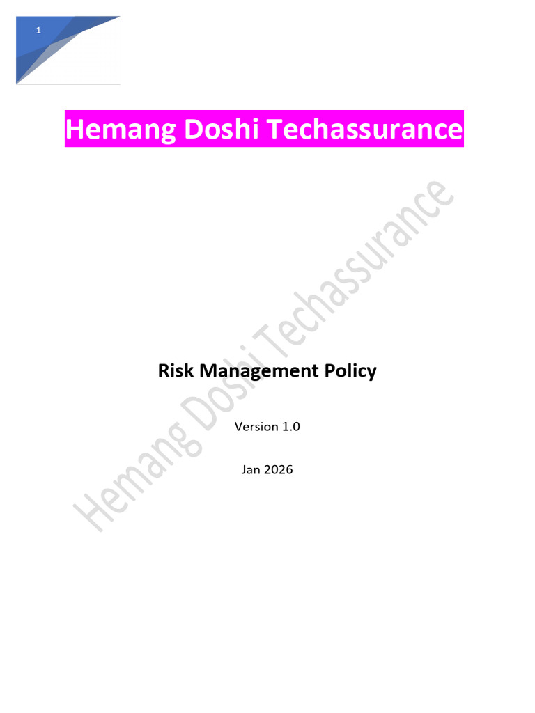 Template 2 - Risk Management Policy | PDF | Risk Management | Risk