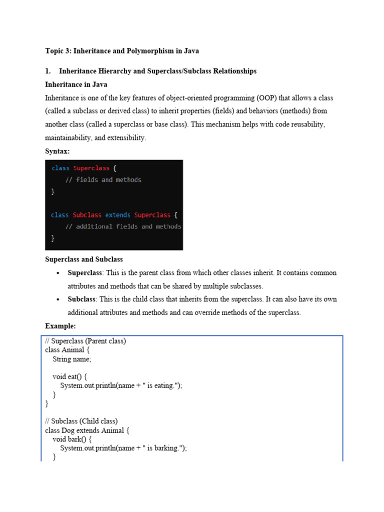 Java Inheritance and Polymorphism Guide | PDF | Inheritance (Object ...