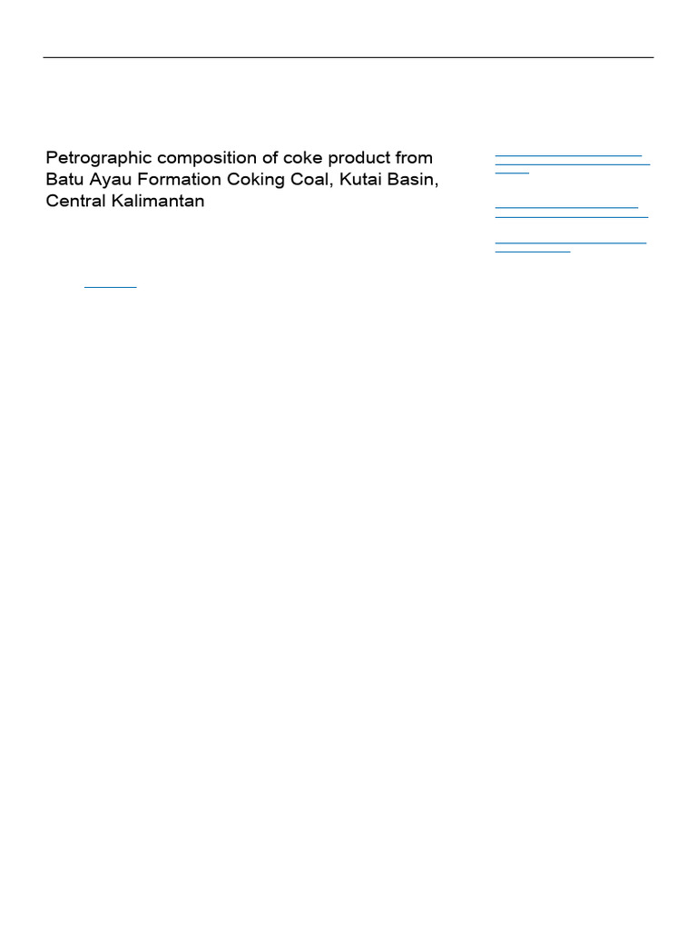 Petrographic Composition of Coke Product From Batu Ayau | PDF | Coke ...