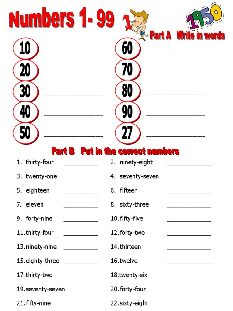 NUMBERS 1-99 Exercises With Solutions | PDF