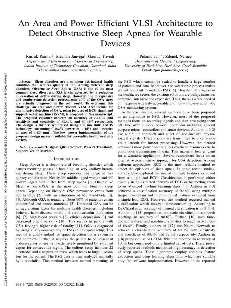 An Area and Power Efficient VLSI Architecture To Detect Obstructive ...