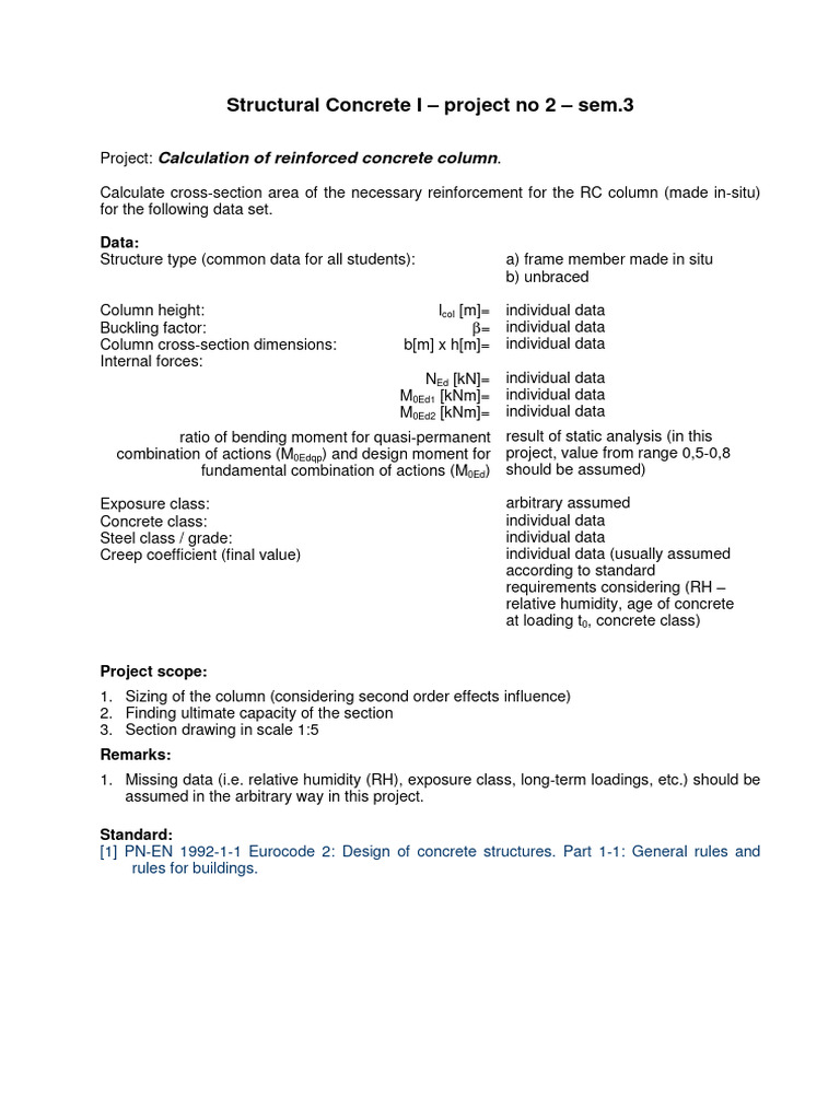 Basic concepts of Reinforced Concrete Project Example | PDF | Bending ...