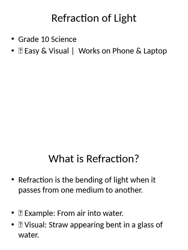Refraction of Light Grade10 | PDF