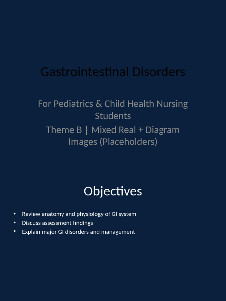 Pediatric GI Disorders Overview | PDF | Gastroenterology | Diseases And ...