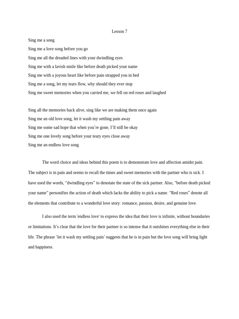 Sing Me A Song Poem | PDF