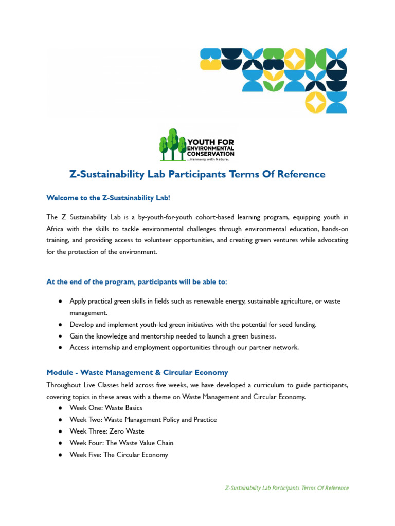 Z-Sustainability Lab Participants Terms of Reference | PDF ...