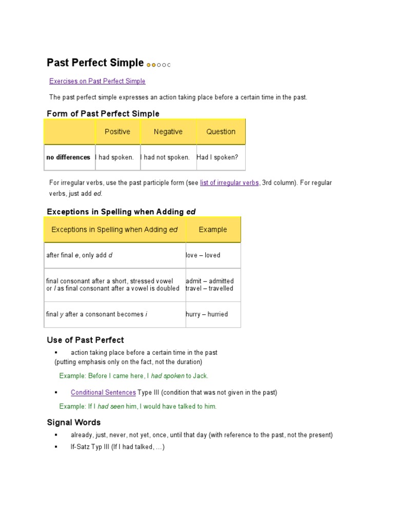Past Perfect Simple Guide | PDF | Language Arts & Discipline