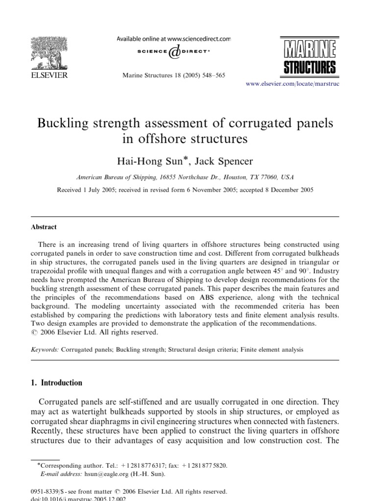 Corrugated Panel - Buckling Check | PDF | Buckling | Strength Of Materials