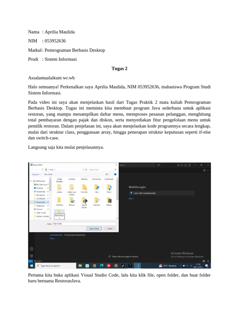 Tugas 2 Pemrograman Berbasis Desktop | PDF