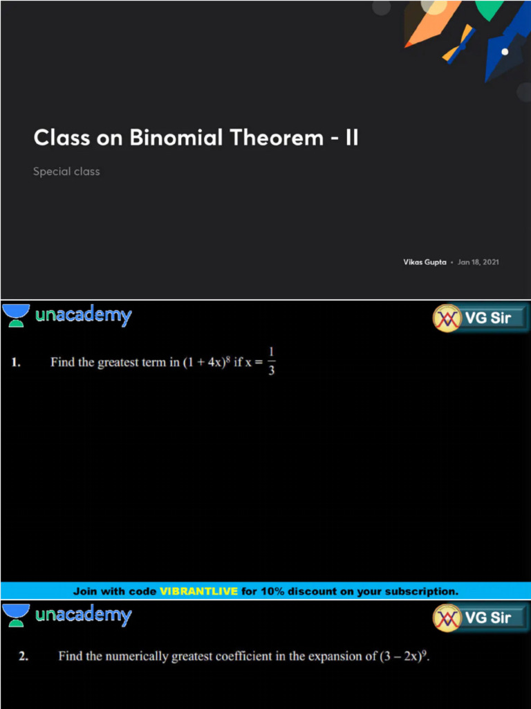 Class on Binomial Theorem II With Anno | PDF