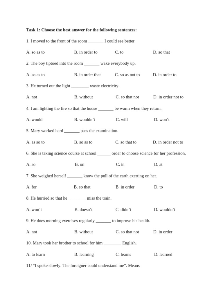 Sentence Completion Exercises for ESL | PDF