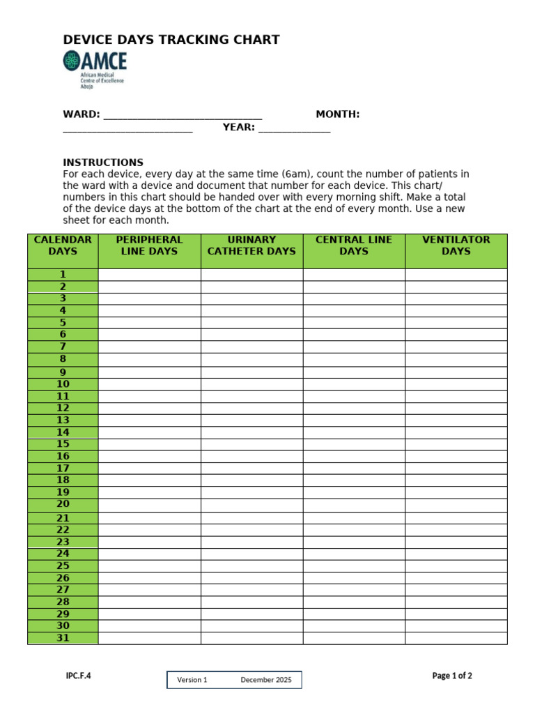 Device Days Tracking Chart | PDF