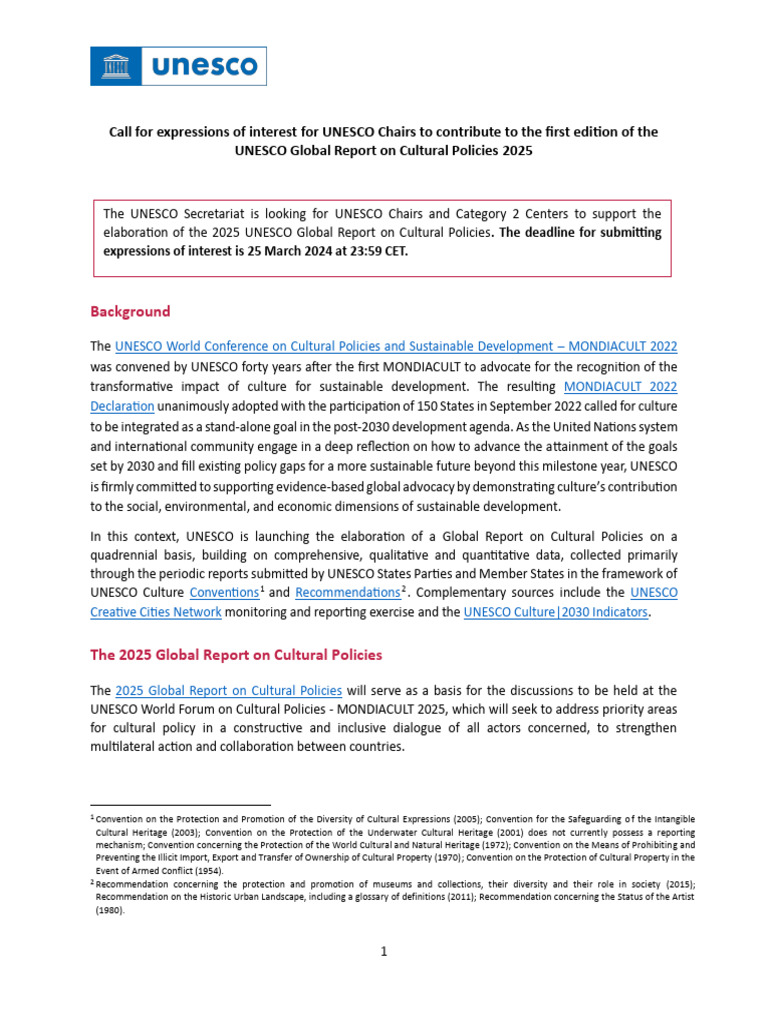 UNESCO Global Report on Cultural Policies 2025 | PDF | Sustainability ...