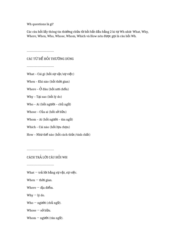 WH Questions | PDF