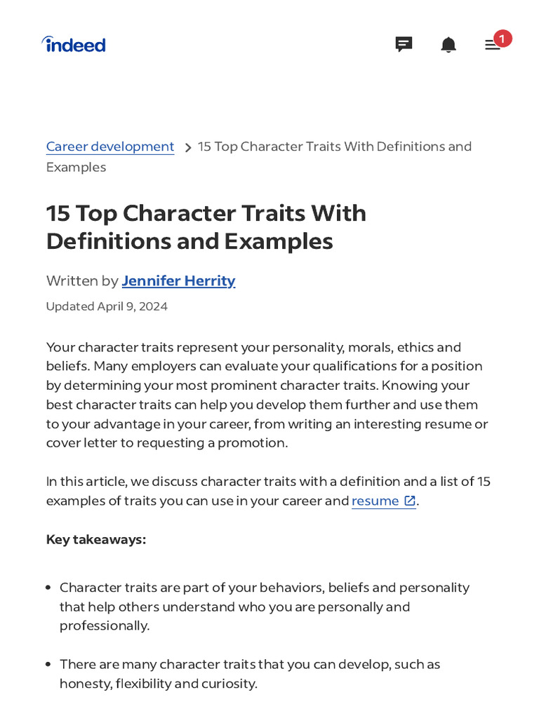 Top 15 Character Traits for Careers | PDF | Integrity | Disciplines
